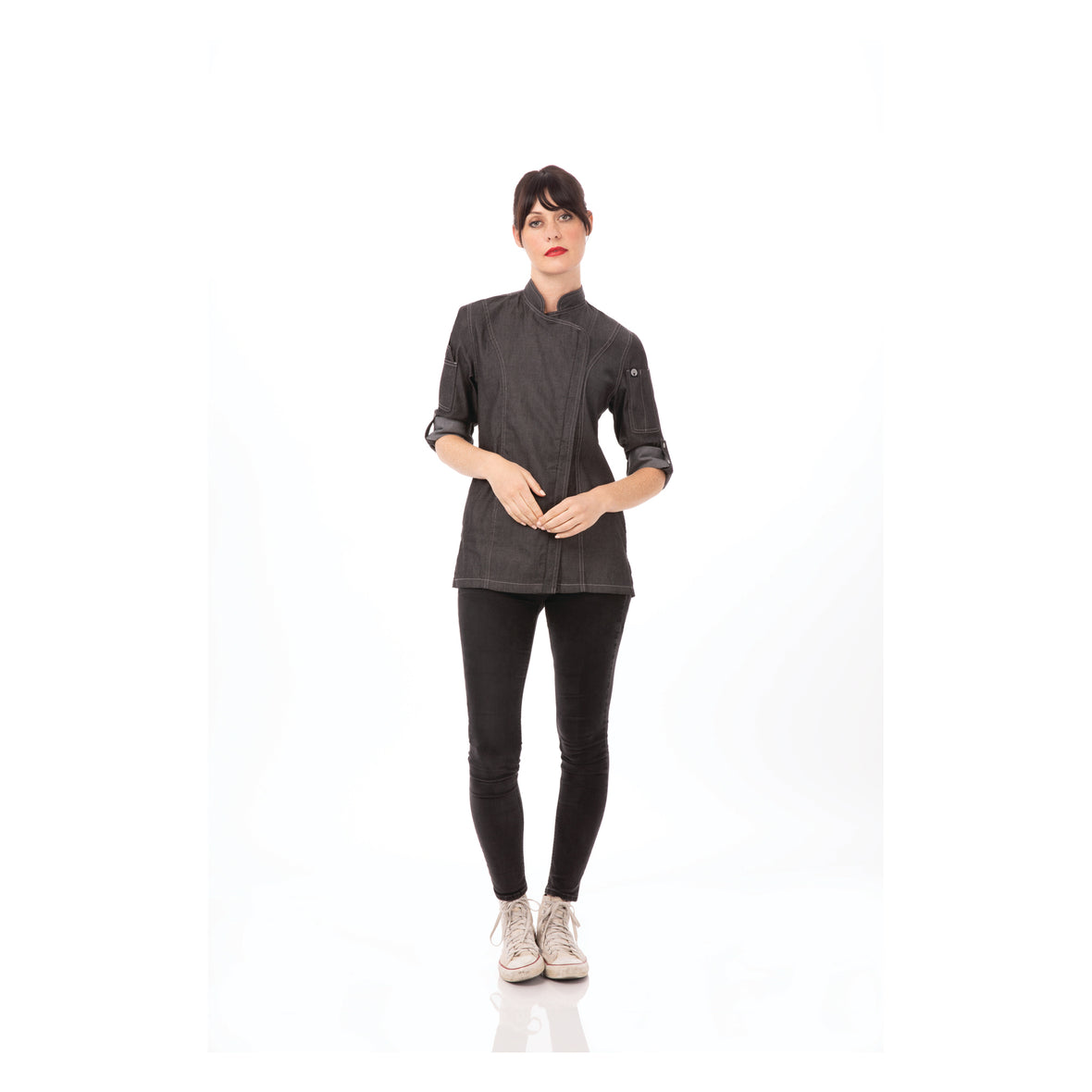 GRAMERCY WOMENS DENIM CHEF COAT BLACK | Chef Works South Africa